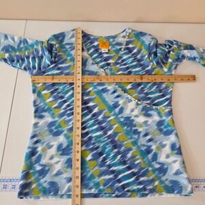 Ruby Rd. | Tops | Ruby Rd Cotton Faux Wrap Top Women Large Blue Ikat ...